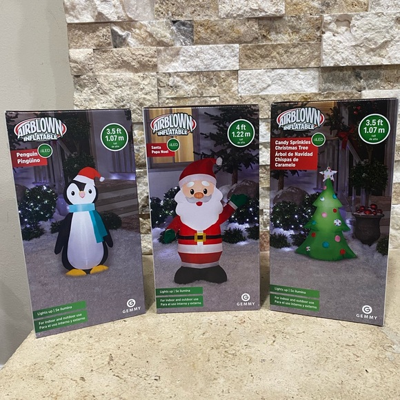 Gemmy | Holiday | Gemmy Set Of 3 Airblown Inflatables Led Lighted ...
